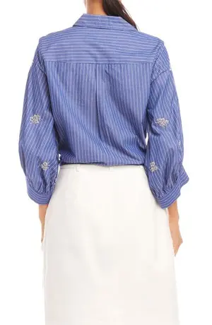 Karen Kane Embellished Tie-front Button-up Shirt
