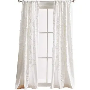 PERI HOME Gates Set Of 2 Tufted Chenille Curtain Panels - Winter White