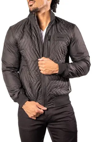 MACEOO Puffycomb Quilted Bomber Jacket - Black