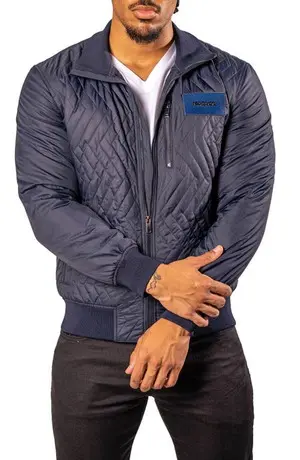 MACEOO Puffycomb Quilted Bomber Jacket - Blue