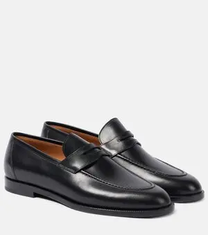 Loro Piana Sergio Leather Loafers - Black