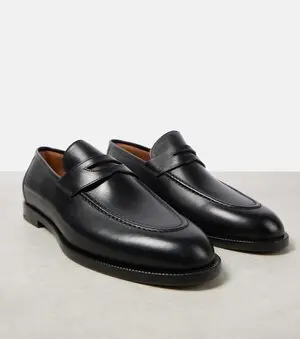 Loro Piana Sergio Leather Loafers - Black