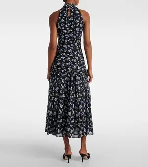 Veronica Beard Brock Floral-printed Halterneck Midi Dress - Multicoloured
