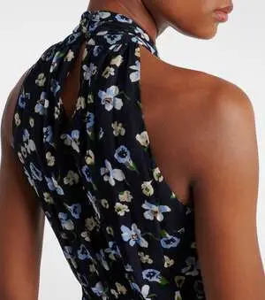 Veronica Beard Brock Floral-printed Halterneck Midi Dress - Multicoloured