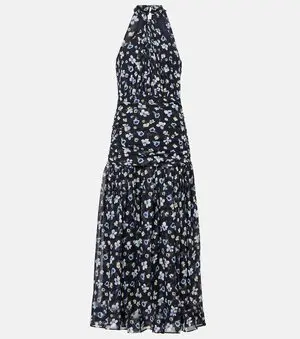 Veronica Beard Brock Floral-printed Halterneck Midi Dress - Multicoloured