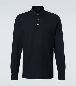 Zegna Logo Cotton Polo Shirt - Blue