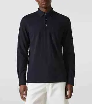 Zegna Logo Cotton Polo Shirt - Blue