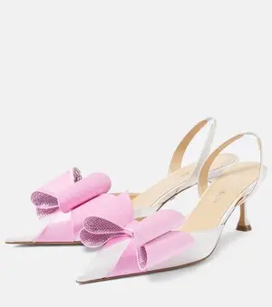 Mach & Mach Le Cadeau Satin Slingback Pumps - White