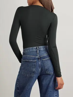 AGOLDE Aura Stretch-jersey Thong Bodysuit - Gray
