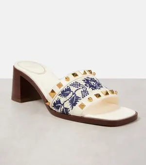 Valentino Garavani County 60 Rockstud Embroidered Mules
