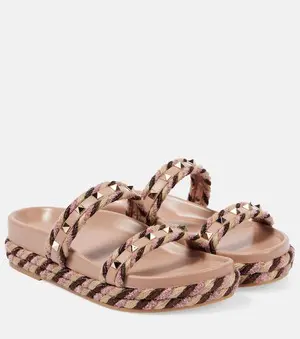 Valentino Garavani Rockstud Torchon Leather-trimmed Sandals