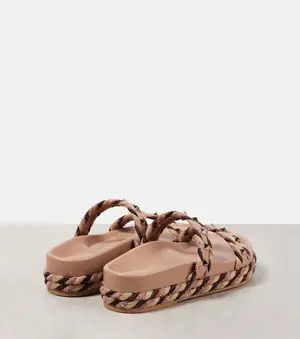 Valentino Garavani Rockstud Torchon Leather-trimmed Sandals