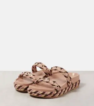 Valentino Garavani Rockstud Torchon Leather-trimmed Sandals
