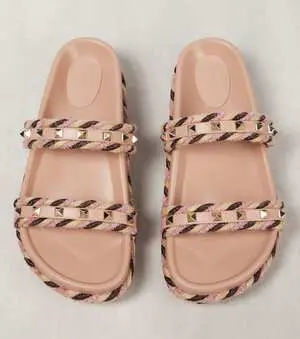 Valentino Garavani Rockstud Torchon Leather-trimmed Sandals