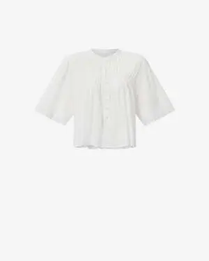ETOILE Destiny Smocked Cotton Voile Top - White