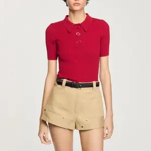 Sandro Rib Knit Polo Shirt