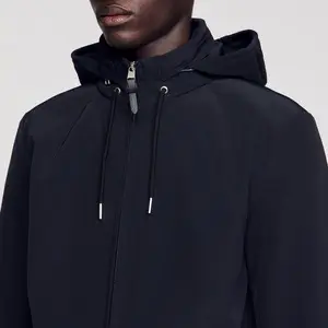 Sandro Zip-up Hooded Jacket - Navy Blue