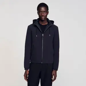 Sandro Zip-up Hooded Jacket - Navy Blue