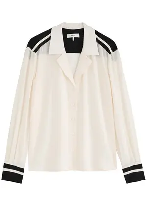 FRAME Striped Trim Silk Shirt