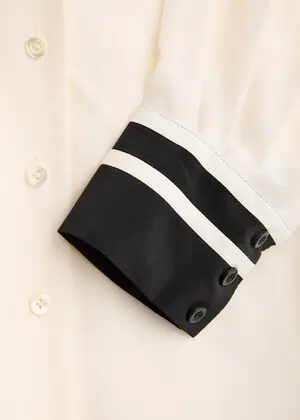 FRAME Striped Trim Silk Shirt