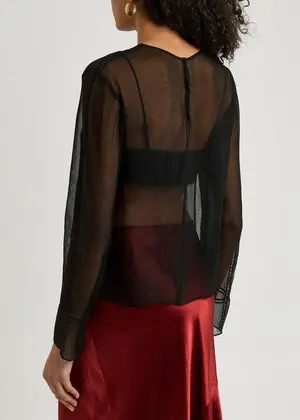 Vince Lace-trimmed Chiffon Top