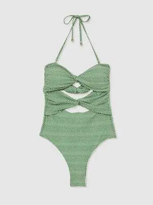 REISS Nelly Chequered Print Swimsuit