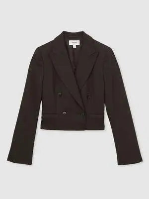 REISS Orianna Double-breasted Cropped Blazer