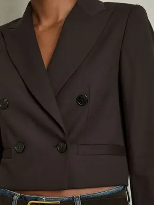 REISS Orianna Double-breasted Cropped Blazer