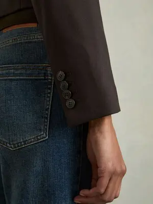 REISS Orianna Double-breasted Cropped Blazer