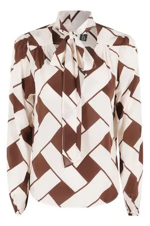 Rixo Rixo Moss Tie-Neck Blouse - Brown