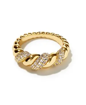 ANA LUISA Rope Pave Ring - Gold