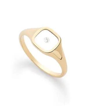 ANA LUISA Solid Signet Ring With Lab-grown Diamond - Gold