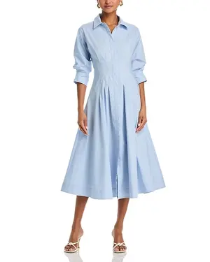 Simkhai Jazz Poplin Pintuck Midi Shirt Dress Periwinkle