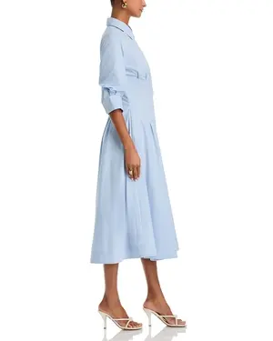 Simkhai Jazz Poplin Pintuck Midi Shirt Dress - Periwinkle