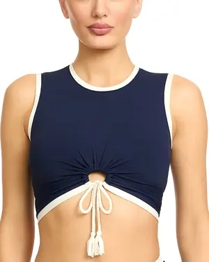 Robin Piccone Tiena Tee Bikini Top - Navy/cream