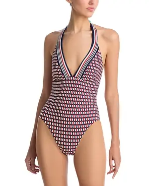 Robin Piccone Simone One Piece Swimsuit - Navy/red