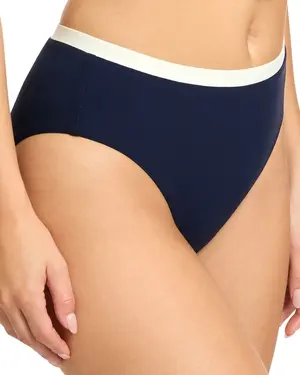 Robin Piccone Tierna High Waist Bikini Bottom - Navy/cream