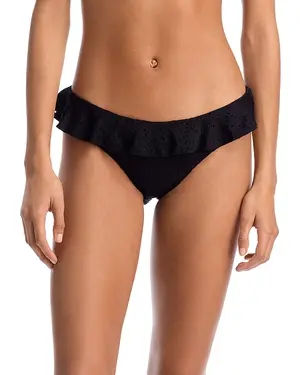 Aqua Ruffled Bikini Bottom - Black