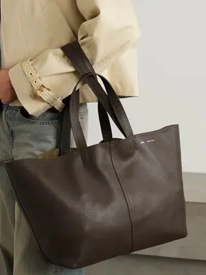Ami Textured-leather Tote - Brown