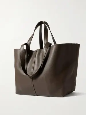 Ami Textured-leather Tote - Brown