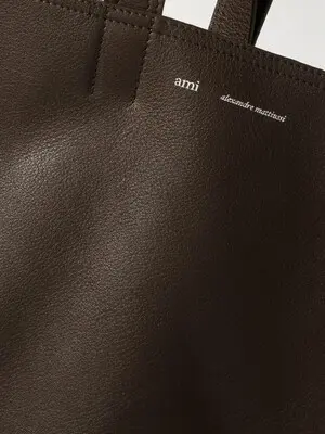 Ami Textured-leather Tote - Brown