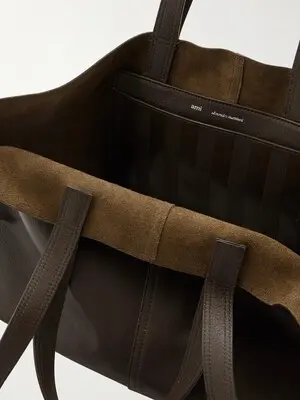 Ami Textured-leather Tote - Brown