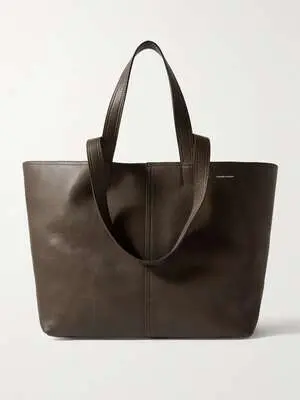 Ami Textured-leather Tote - Brown