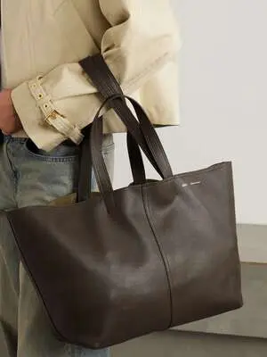 Ami Textured-leather Tote - Brown