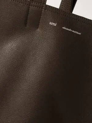 Ami Textured-leather Tote - Brown