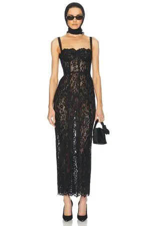 HELSA The Lace Column Dress - Black