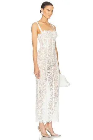 HELSA The Lace Column Dress - White