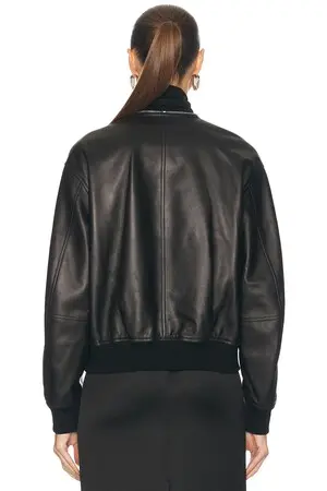 JIL SANDER Leather Bomber Jacket - Black