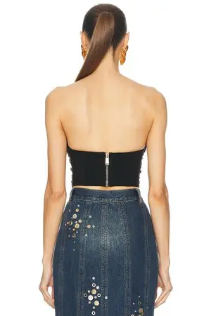 AREA Crystal Embellished Bustier Top