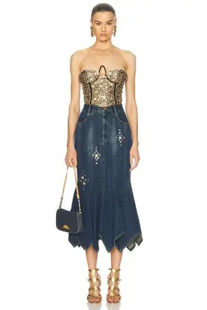 AREA Crystal Embellished Bustier Top